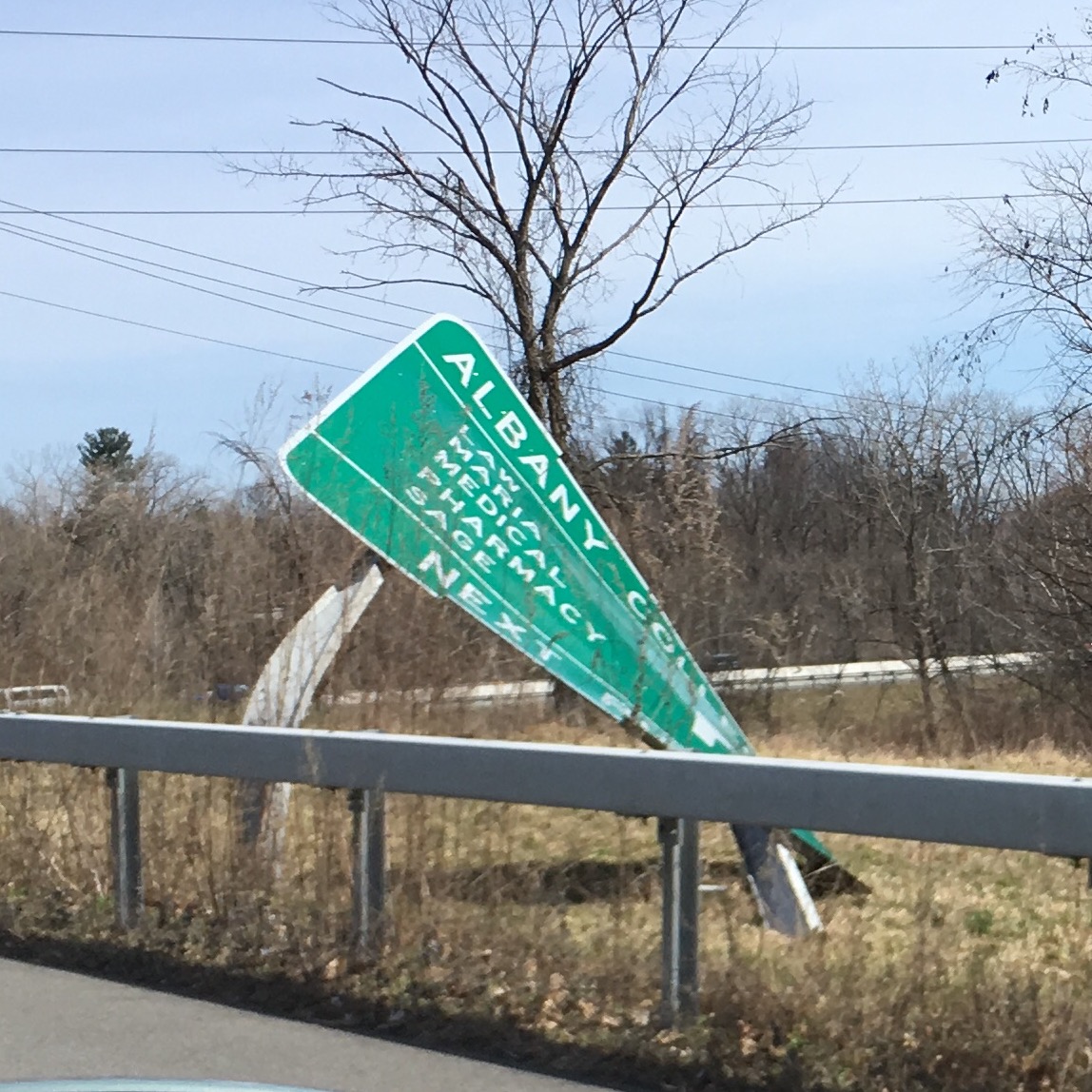 Bent Route 85 sign touting colleges to be replaced