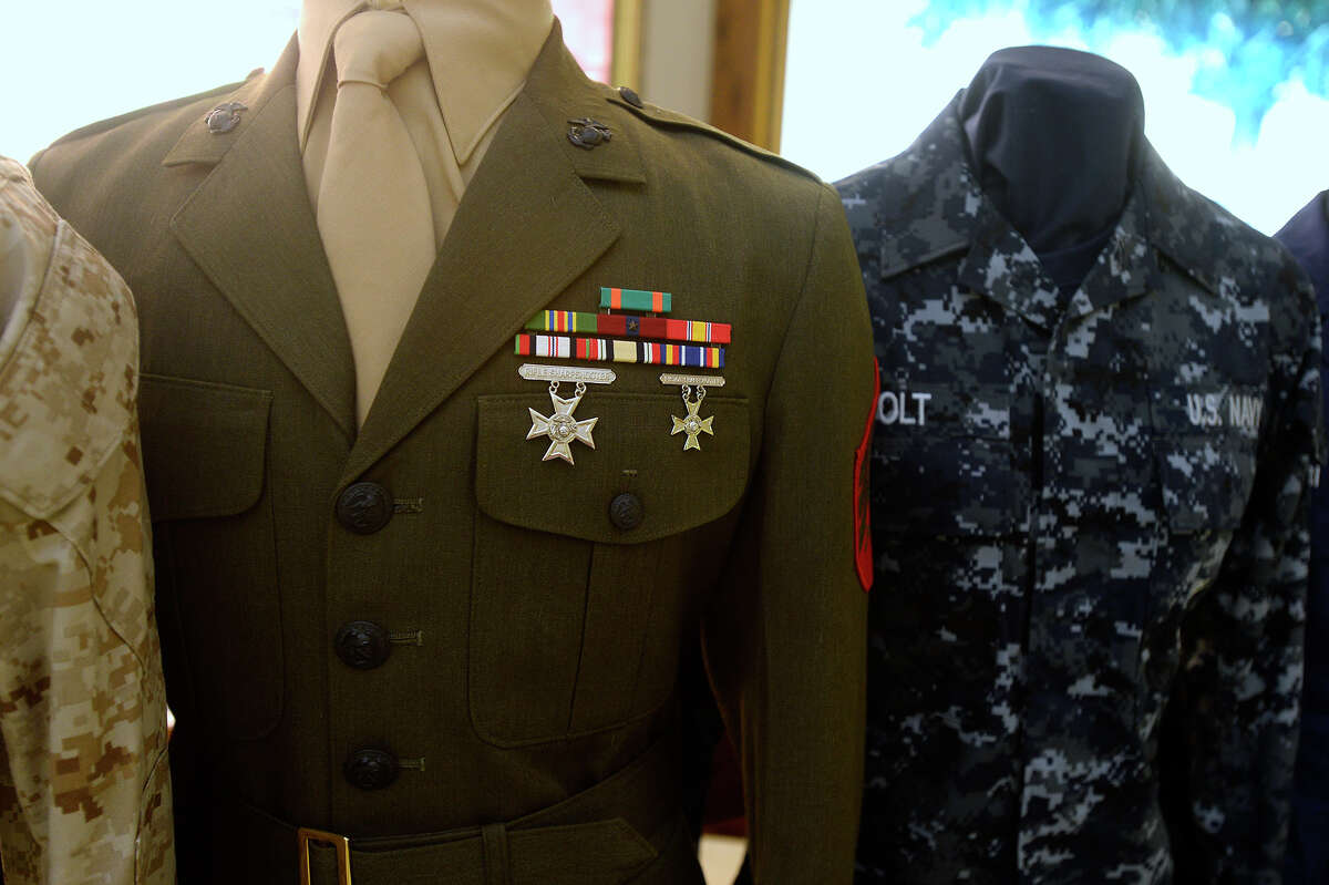 Military uniforms on display at Steamboat Museum