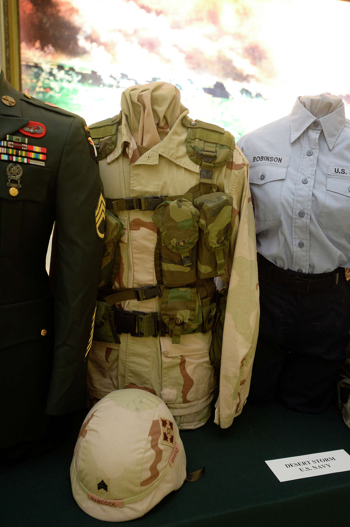 Military uniforms on display at Steamboat Museum