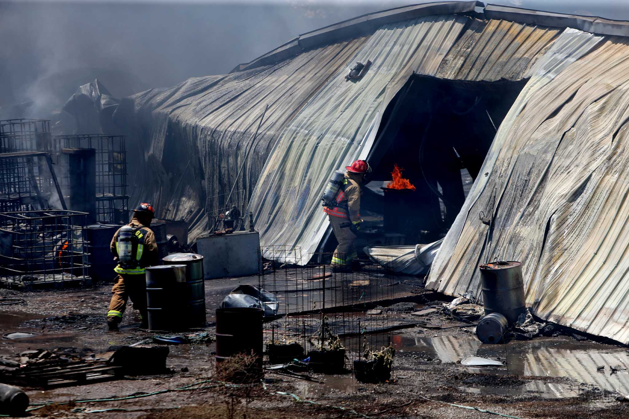 Massive warehouse fire blankets west Houston with smoke, fire