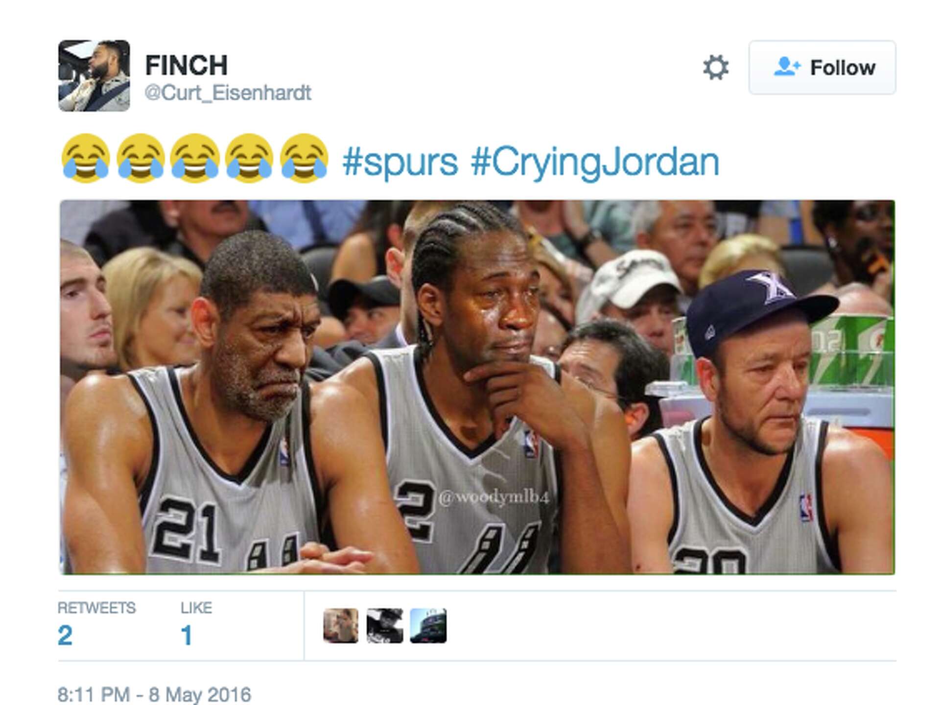 Spurs fans turn to Crying Jordans, sad memes following Game 4 loss