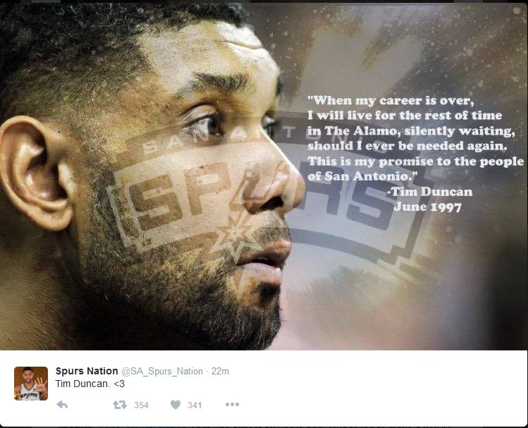 Twitter turns into ode to Tim Duncan, Spurs following team's elimination