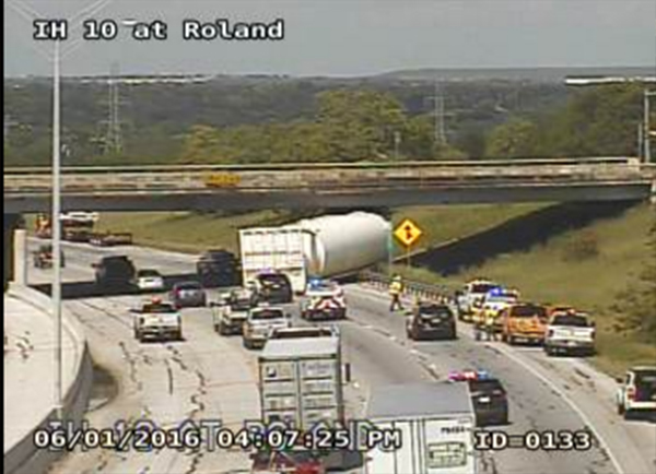 Portion of Interstate 10 shut down after tanker hits bridge, rolls over