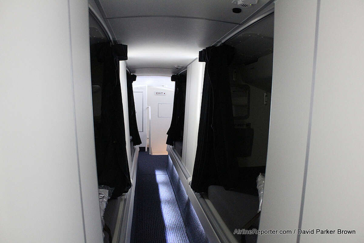 Inside the secret hideaways where flight attendants sleep on Boeing's 747