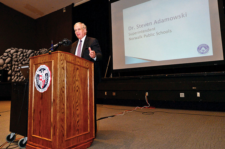 Adamowski encourages Norwalk educators to go from 'good to great'