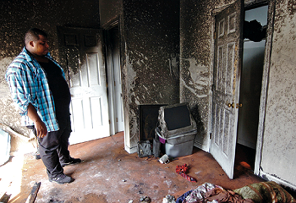Fire guts room