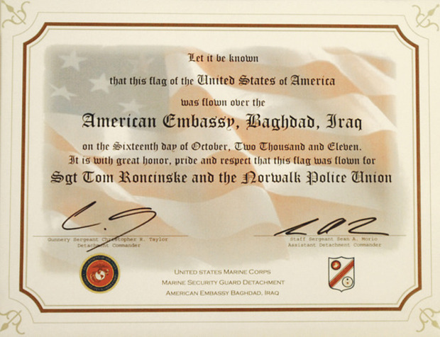 Moccia, Rilling receive American flags that flew over Iraq