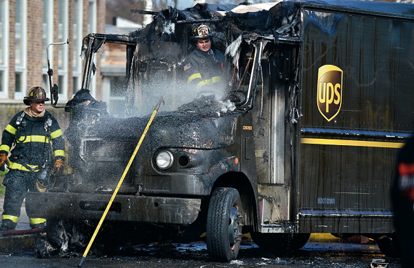 UPS Truck burns in Darien