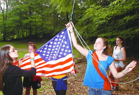 Girl Scouts learn about proper flag etiquette