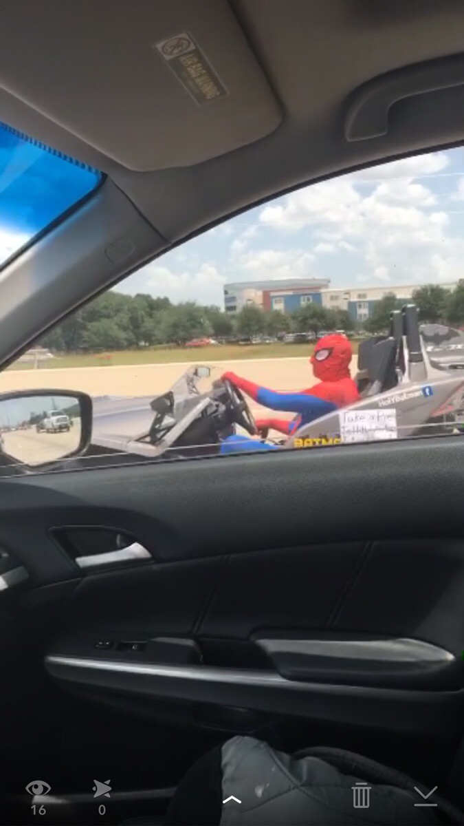 Spider-Man latest hero spotted driving the roadways of Houston