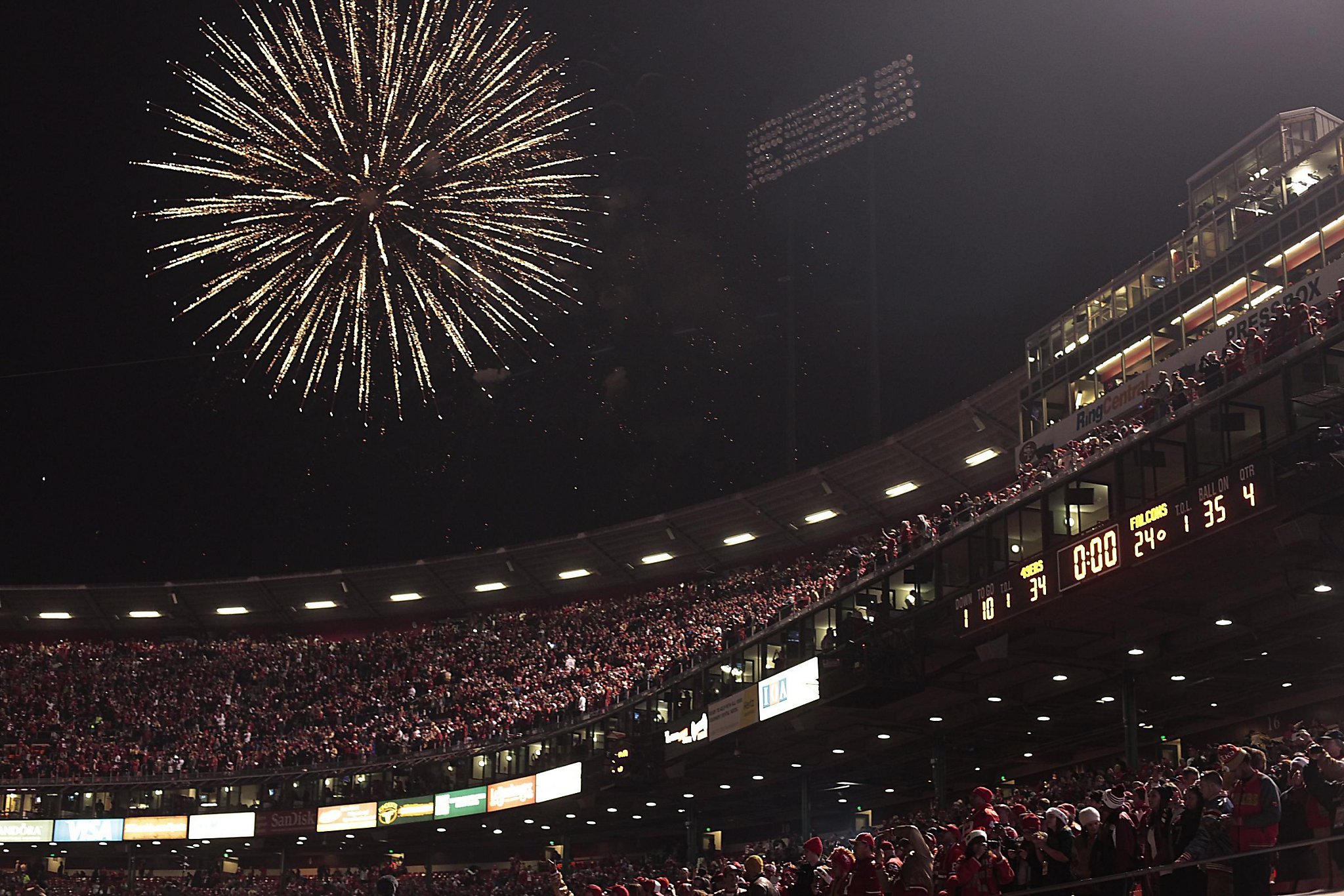 Dazzling fireworks at Candlestick, Steve Rubenstein, 1976