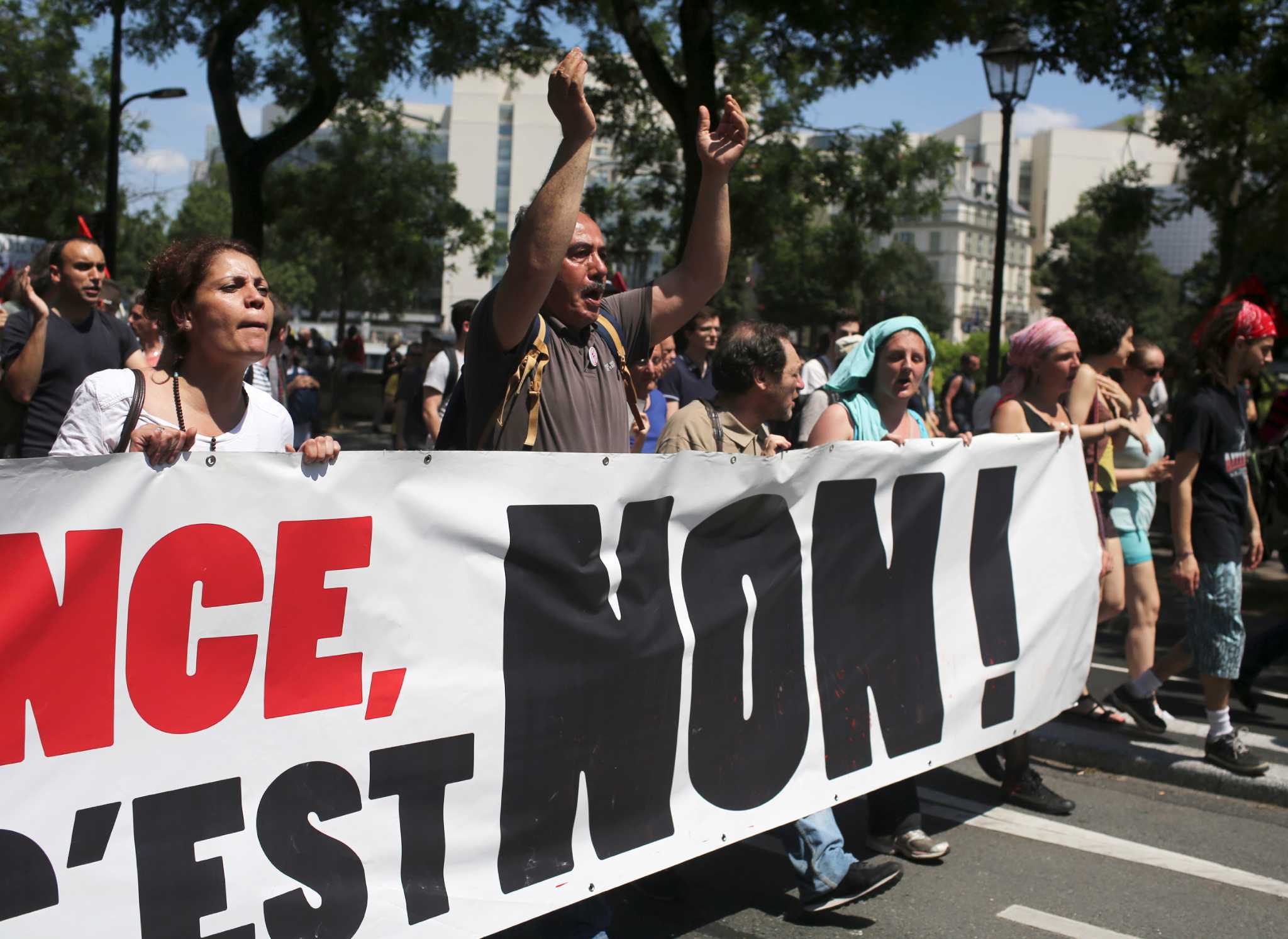 Paris labor protest takes place without incident