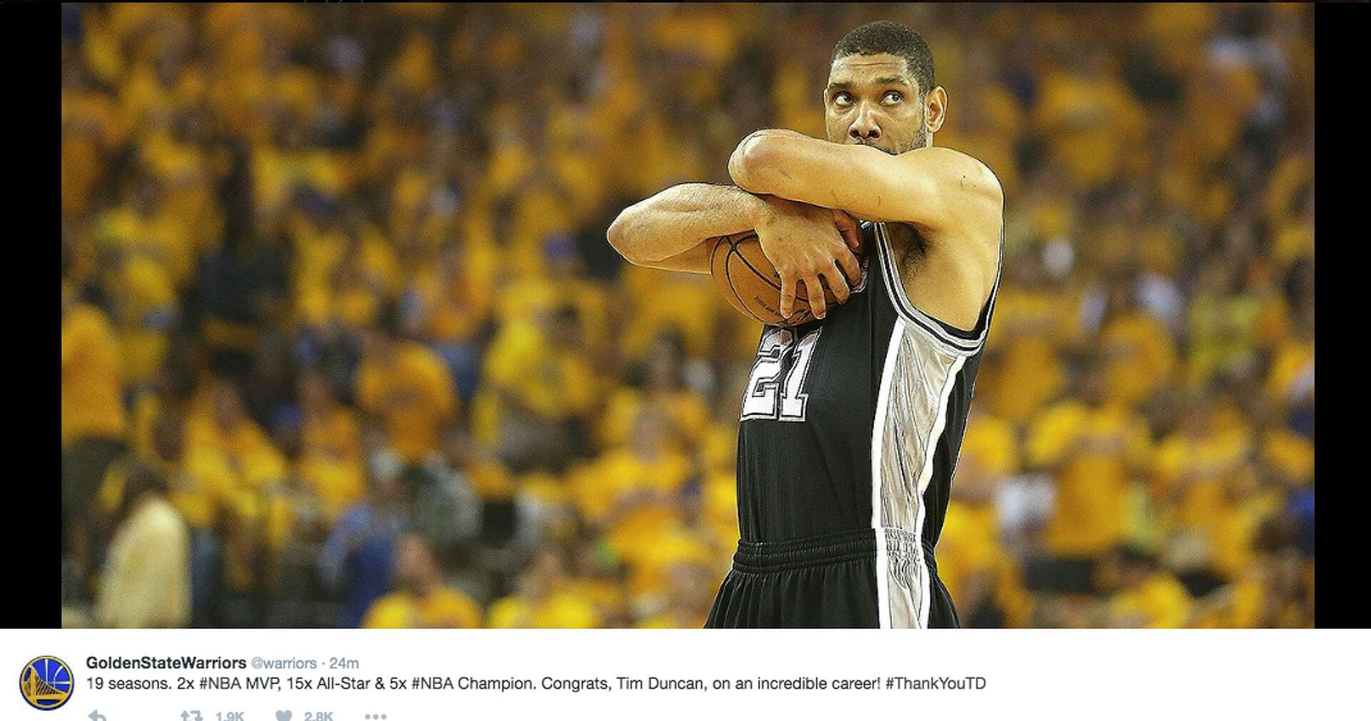 Sports world pays homage to Tim Duncan