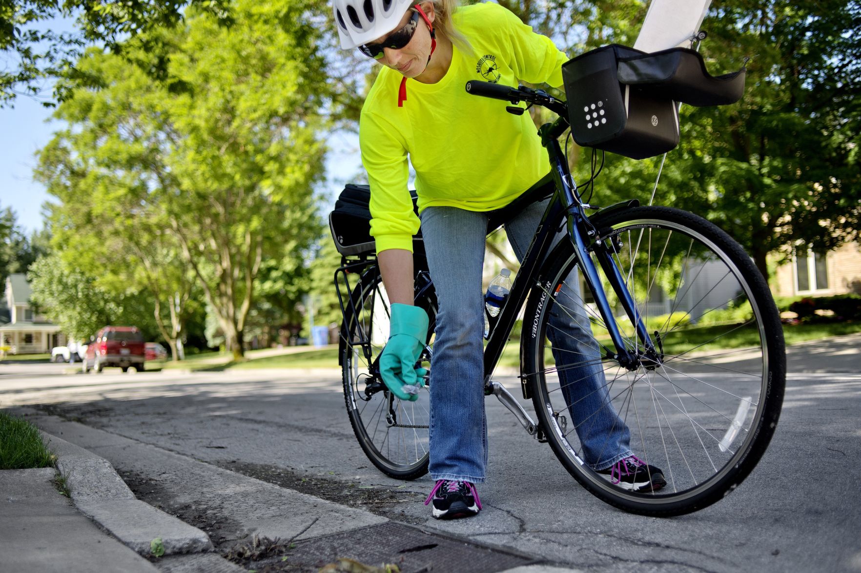 Controlling mosquitoes -- while riding a bike