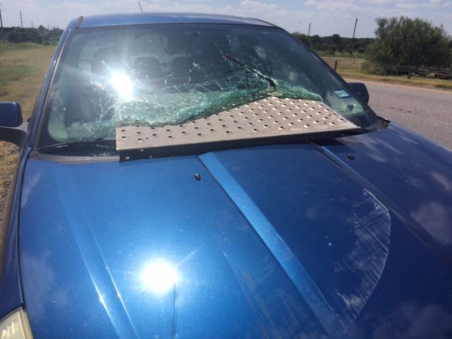 'Unbelievable' photo is driver's worst nightmare as steel plate impales ...