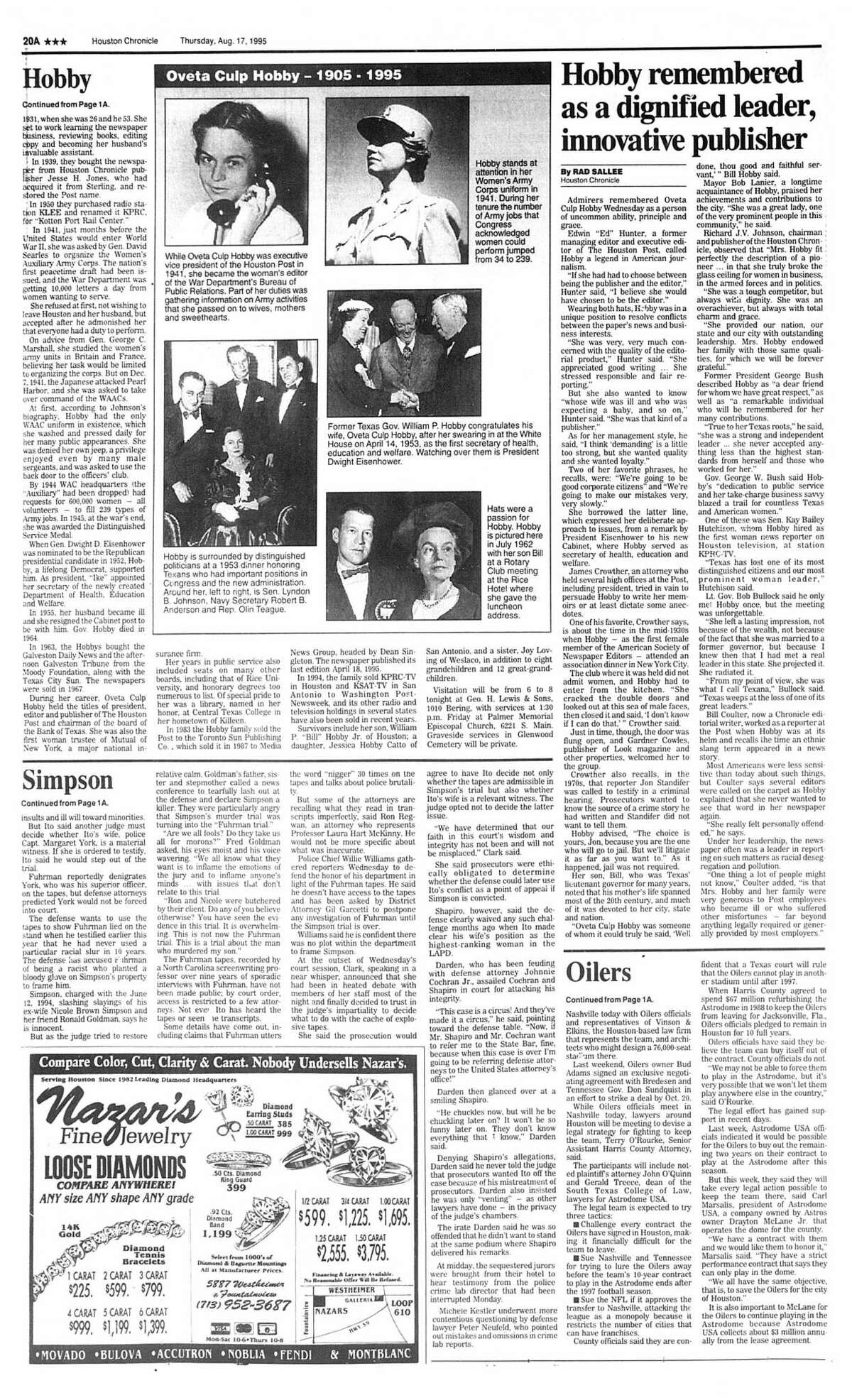 Journalist and public servant Oveta Culp Hobby blazed trail