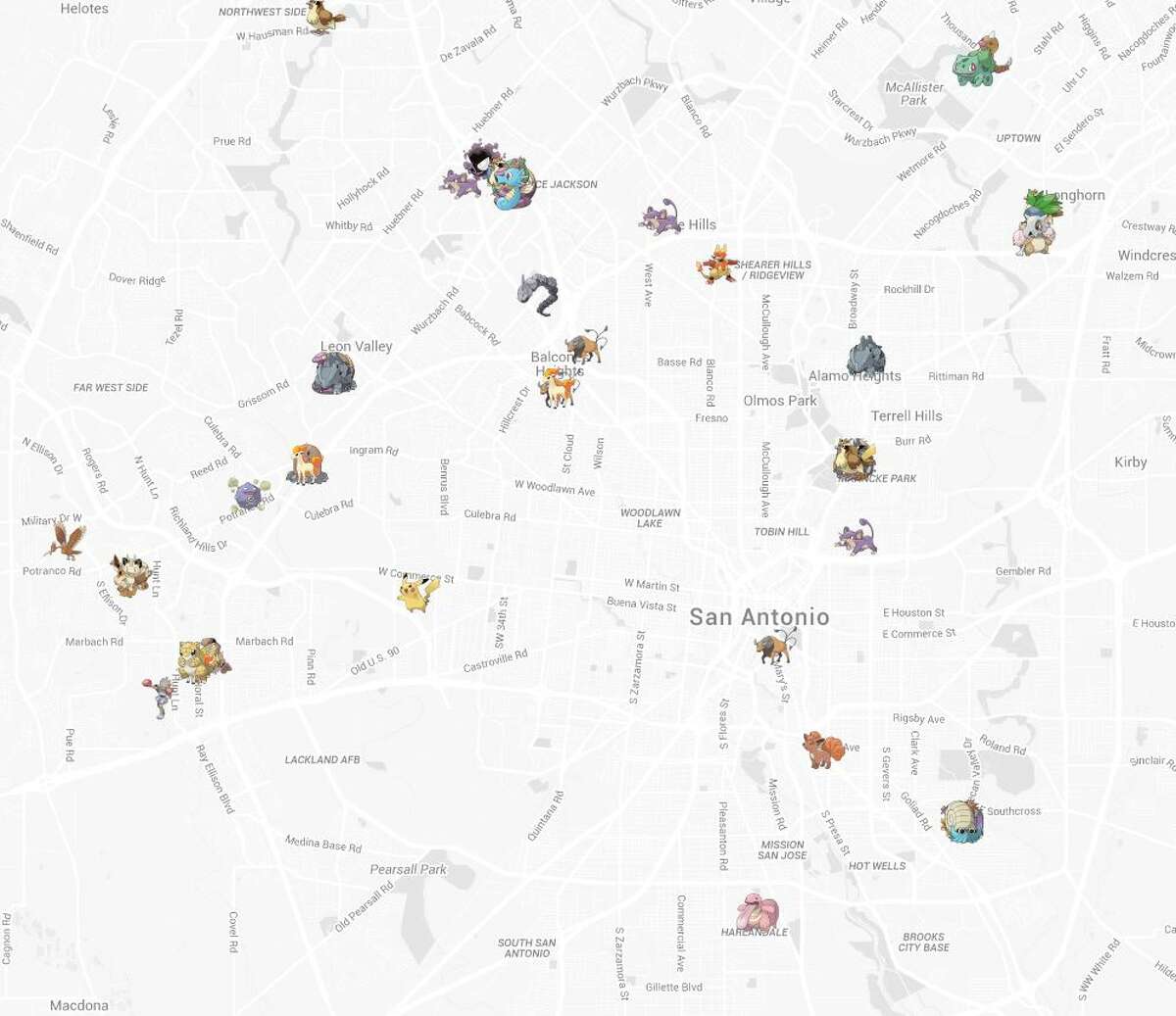 Locating map shows where to find Pokemon in San Antonio