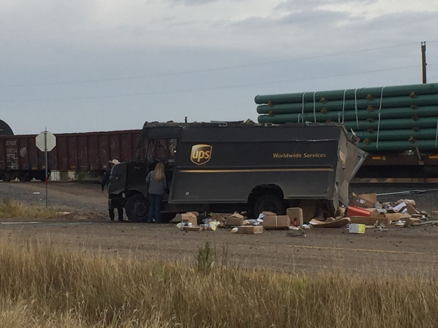Train hits UPS truck