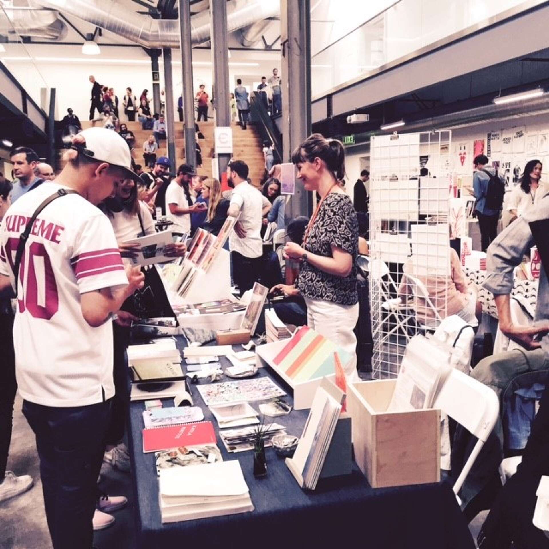 The crowd gathers at Minnesota Street to cheer for art books