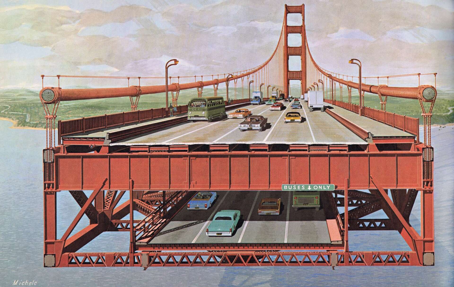 Golden Gate Bridge lower deck? Images from all the times it almost happened