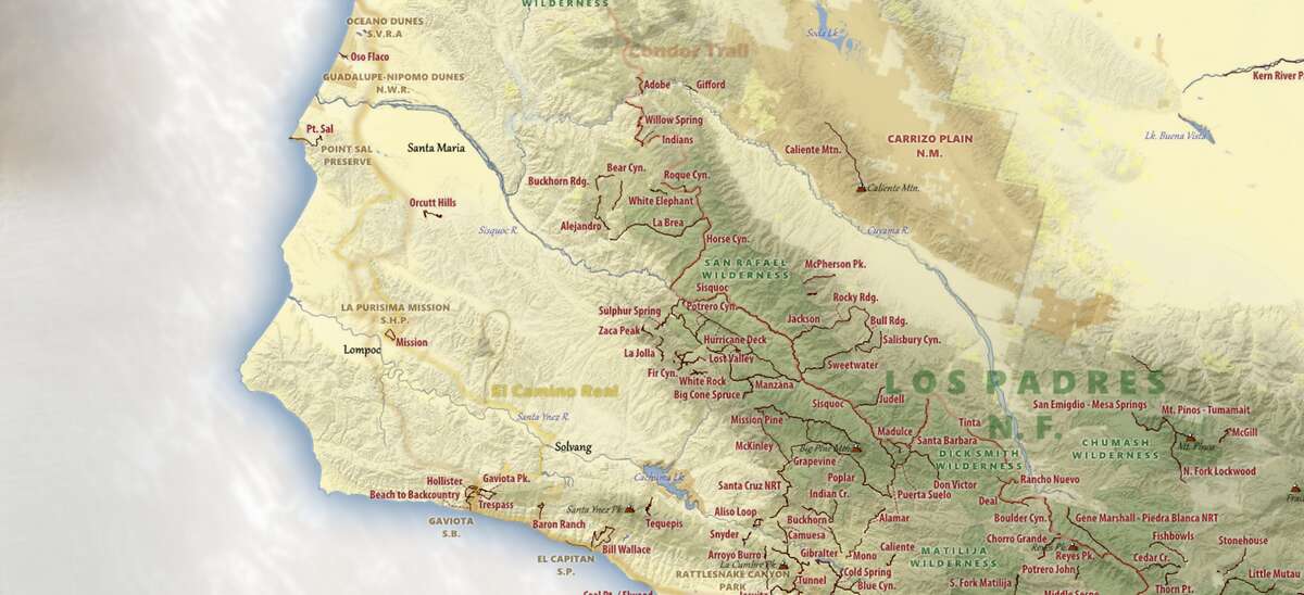 Find your next hike on detailed, huge trail map of California