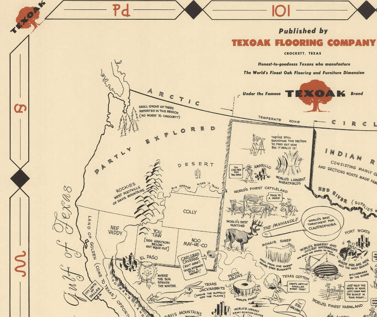 Promotional 1965 map shows a Texan's view of Texas