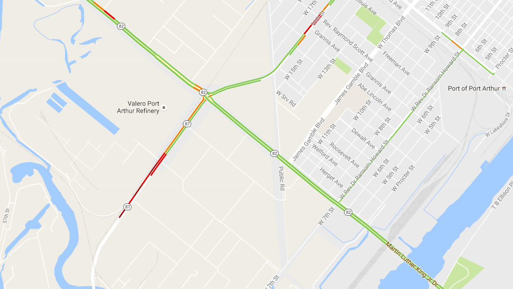 Texas 87 at Valero and Chevron is cleared of a train derailment