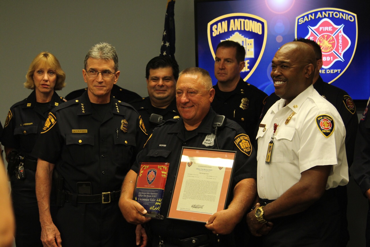 SAPD's 'hero' officer honored for catching 3 jumping children from ...