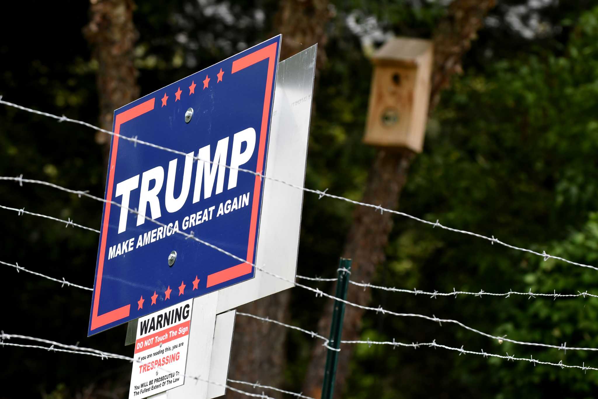 After Trump sign is stolen, supporter builds security measures