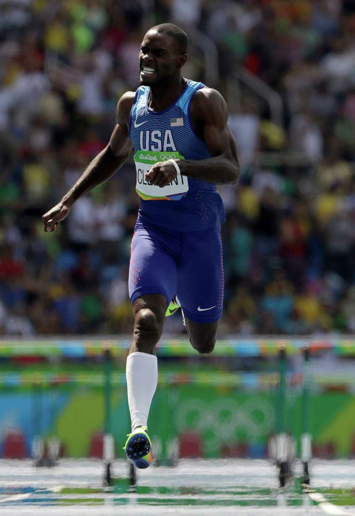 La Porte's Kerron Clement wins gold in 400 hurdles