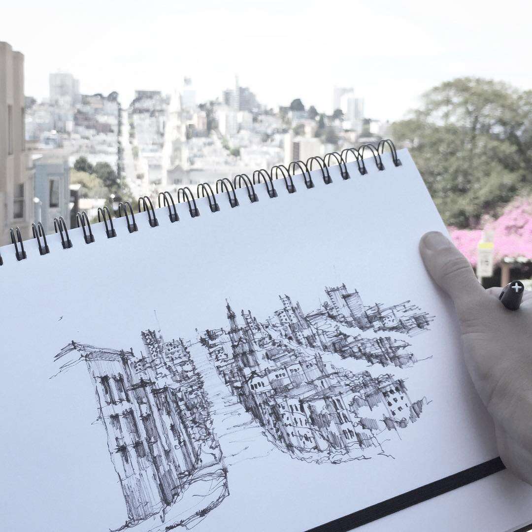 Architect's love of San Francisco buildings shows in his sketches