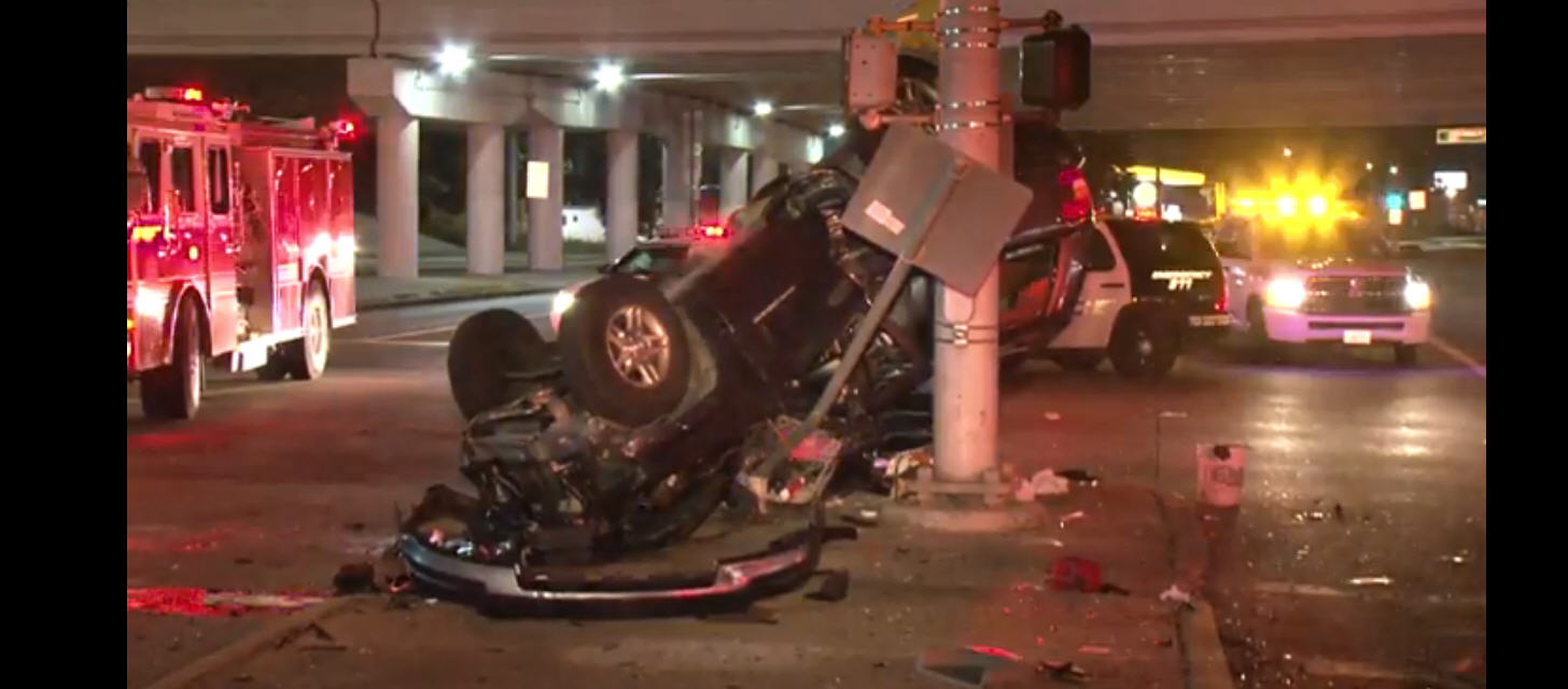 Vehicle smashes gas pump in horrific crash in SW Houston