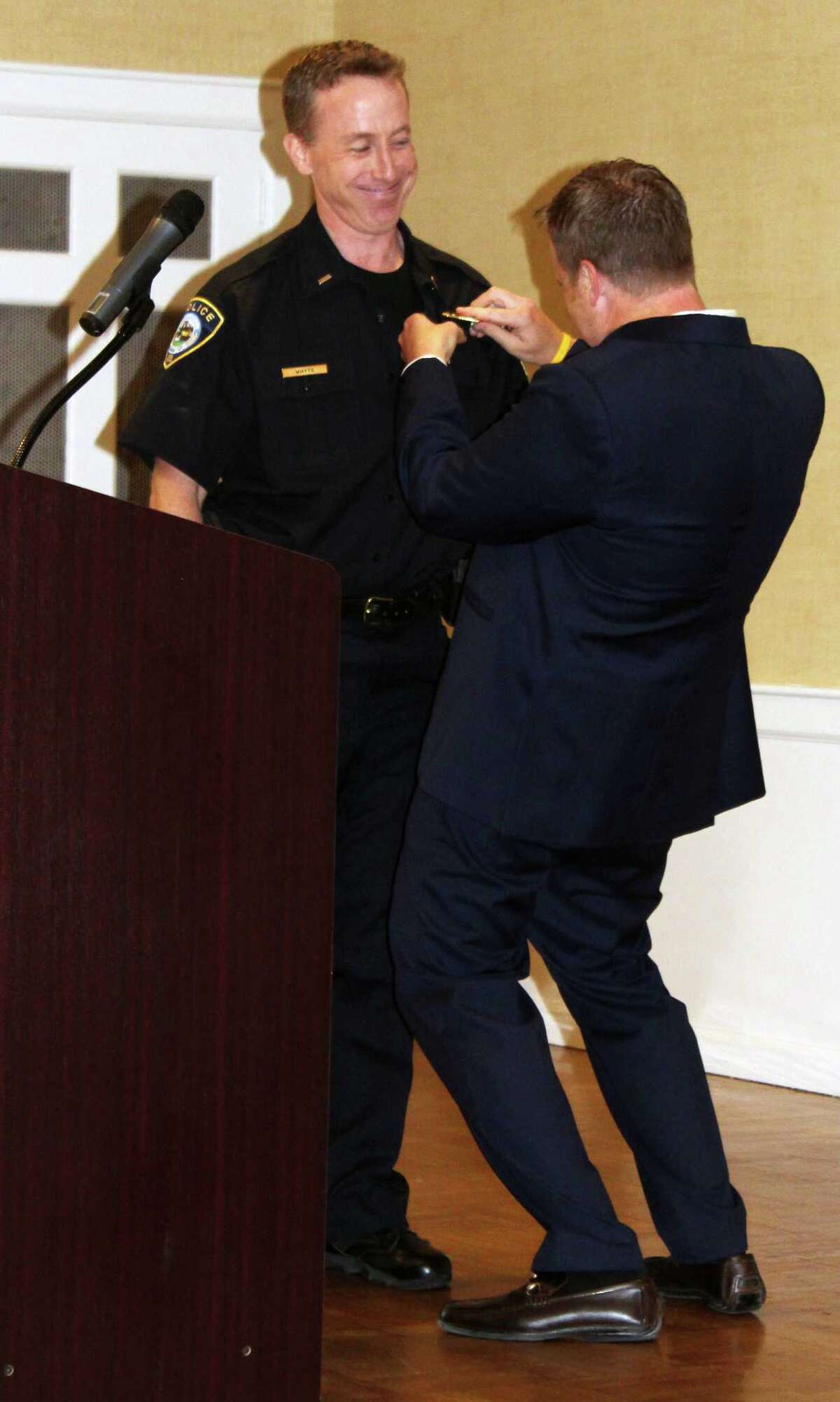 Darien Police hold ceremony to promote five officers