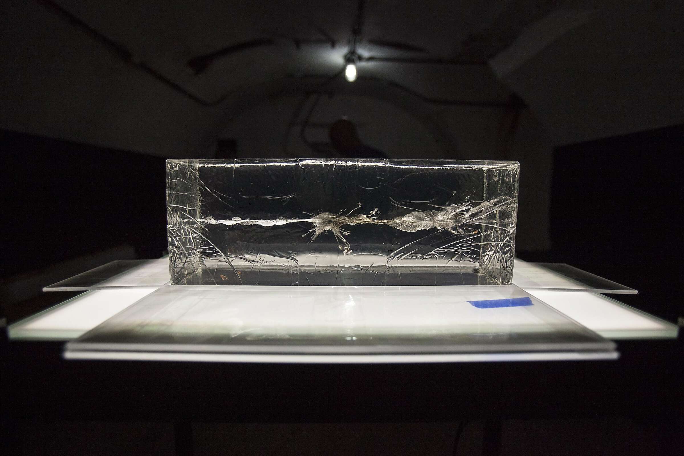 Exhibits inside soaring cathedral, stark bunkers