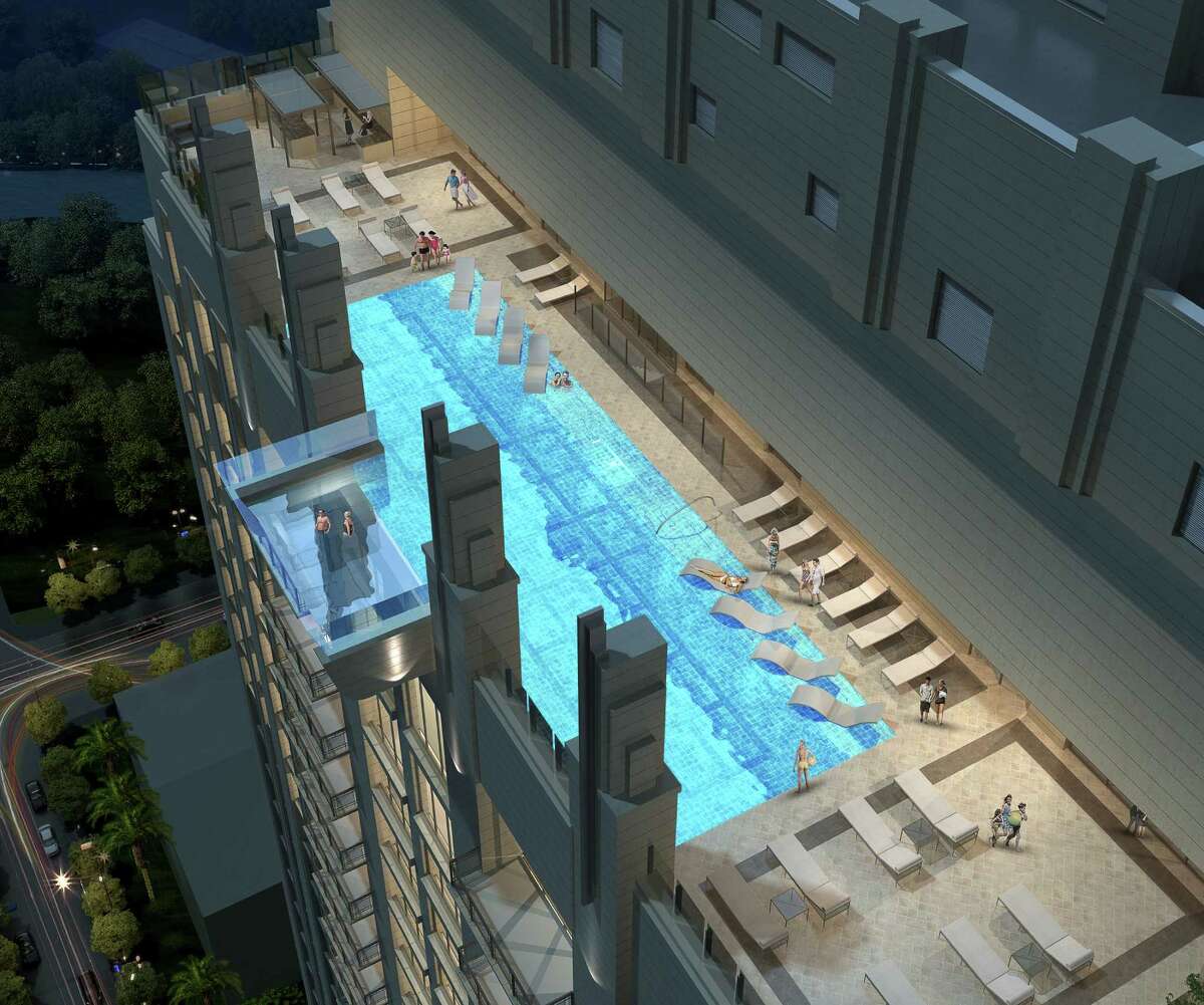 Take a look at downtown Houston, from a pool 40 stories high