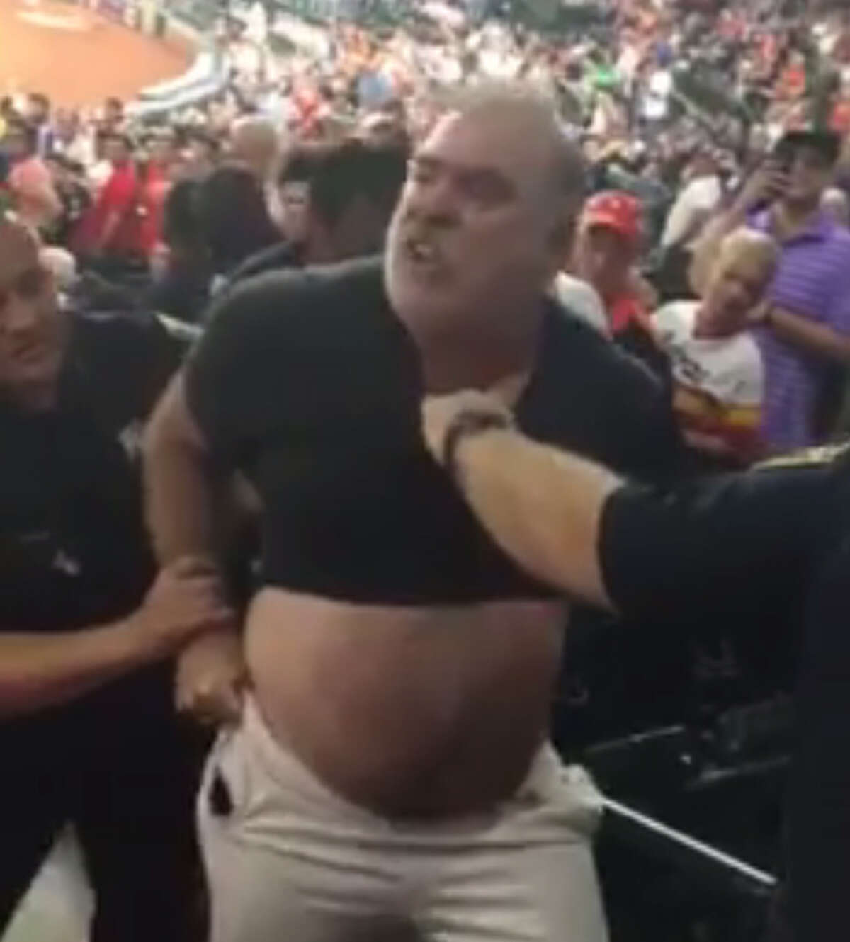 Ejected Astros fan's choice words sum up series with Rangers