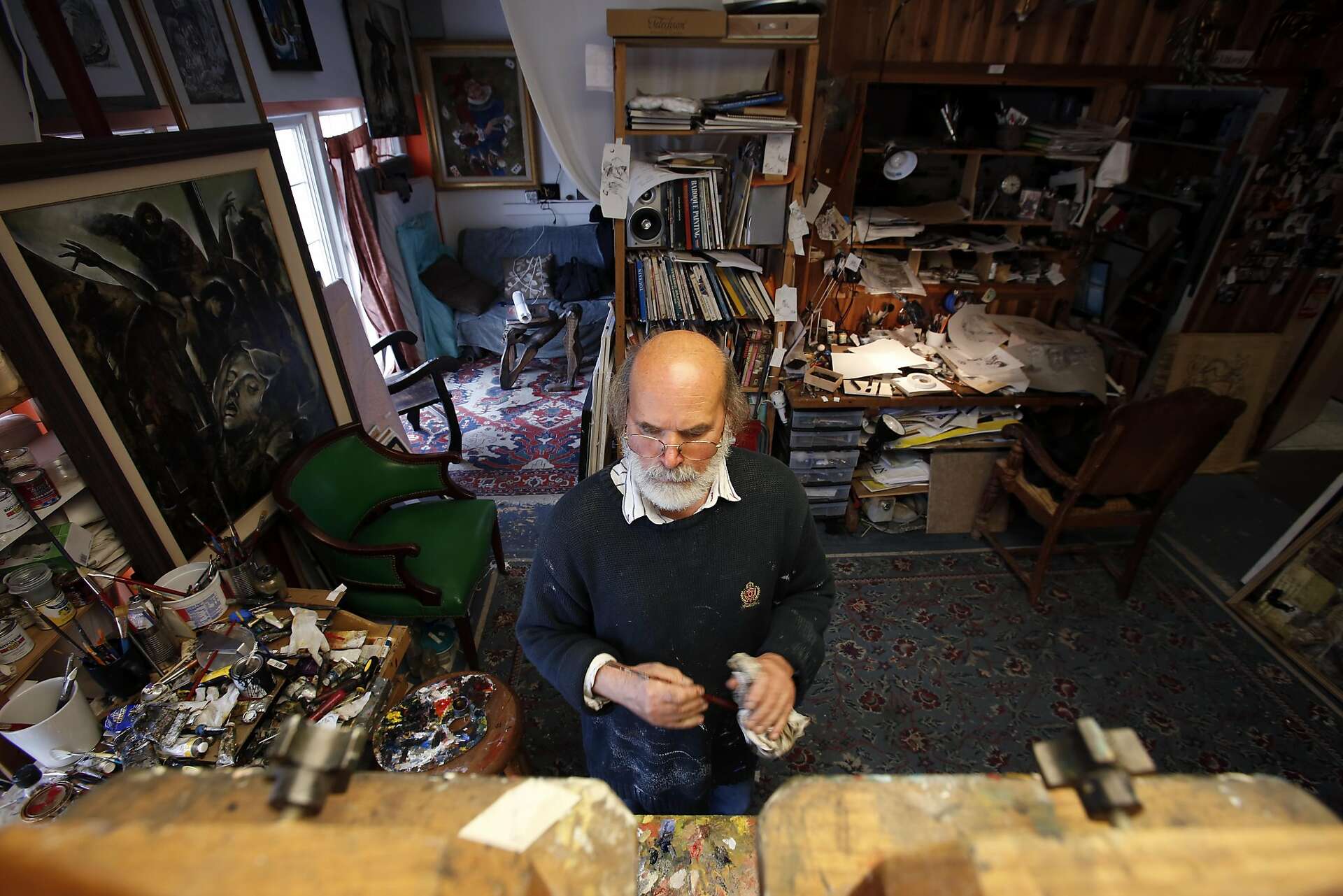 San Francisco artist, surrounded by art, constantly produces it