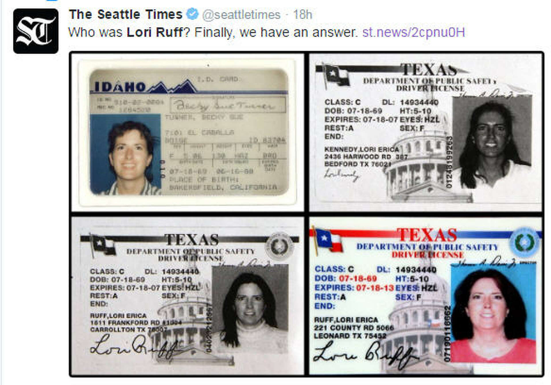 Mystery woman: After 30 years and a suicide, Lori Ruff's real identity ...