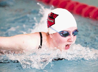 Crowded field behind Bellaire girls at Cardinal swim meet