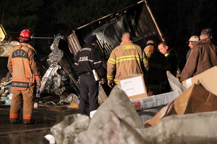 18-wheeler consumed in flames after single-vehicle wreck