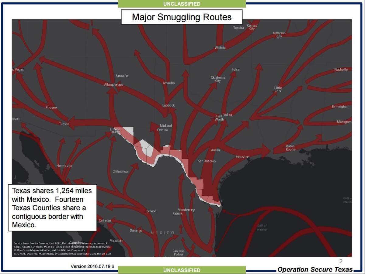 Map shows drug smuggling routes into Texas used by cartels