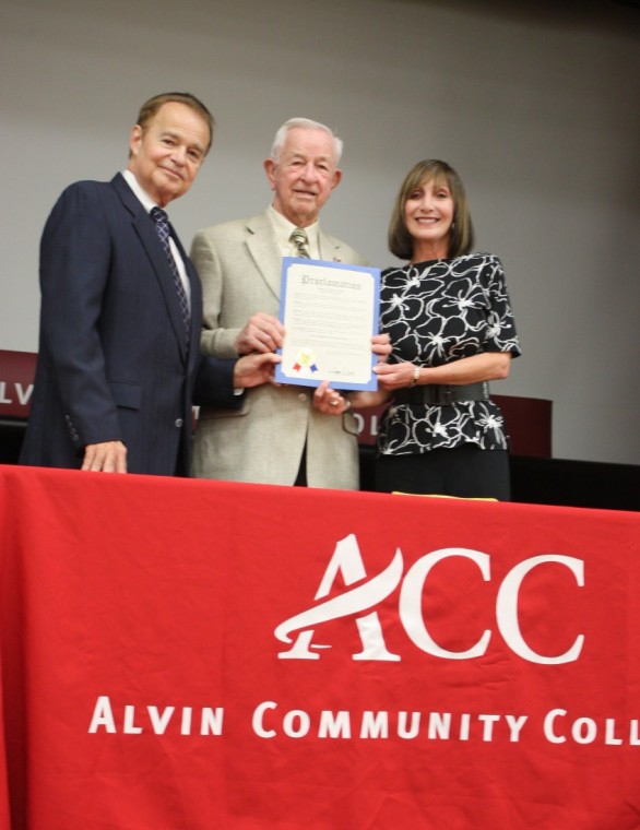 Pearland Mayor Tom Reid honors Alvin Community College President Dr ...