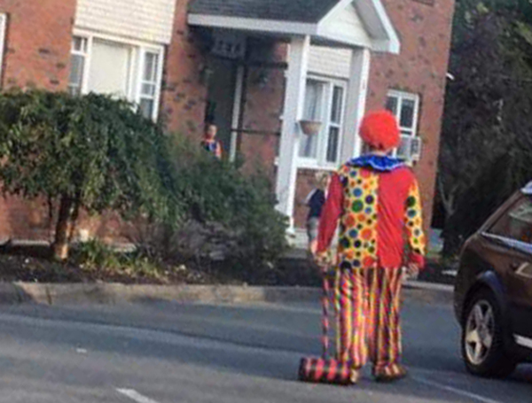 Amid viral frenzy, clown-suited man grabs for toddler in Concord