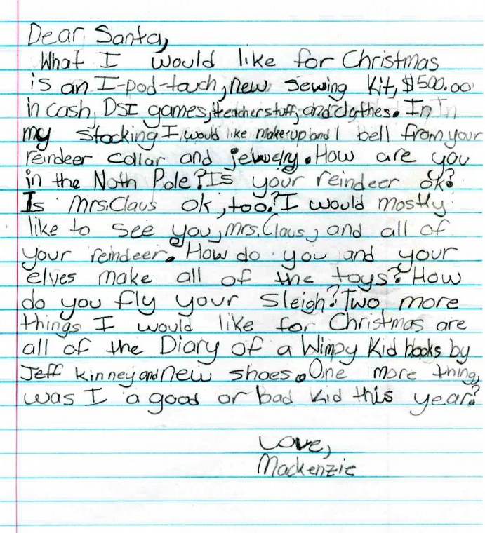 Students' Christmas wishes revealed in letters
