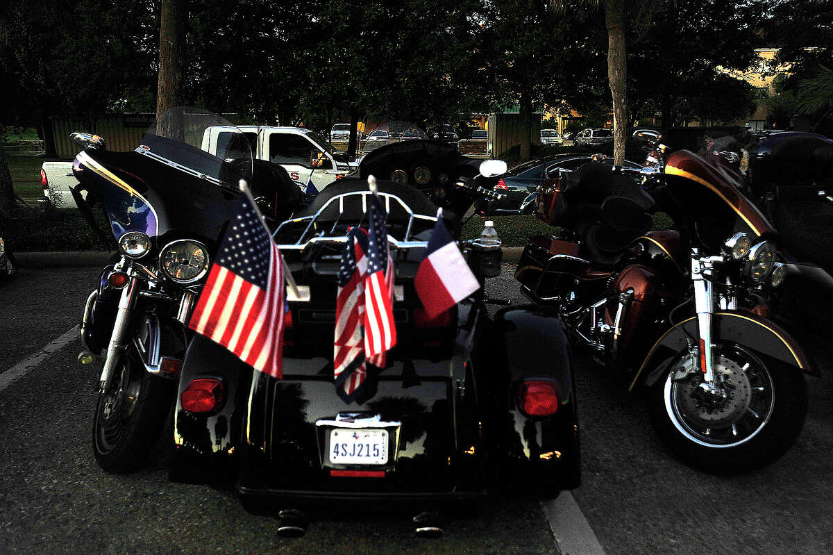 Women motorcyclists gather for a pre-rally meet and greet Thursday night
