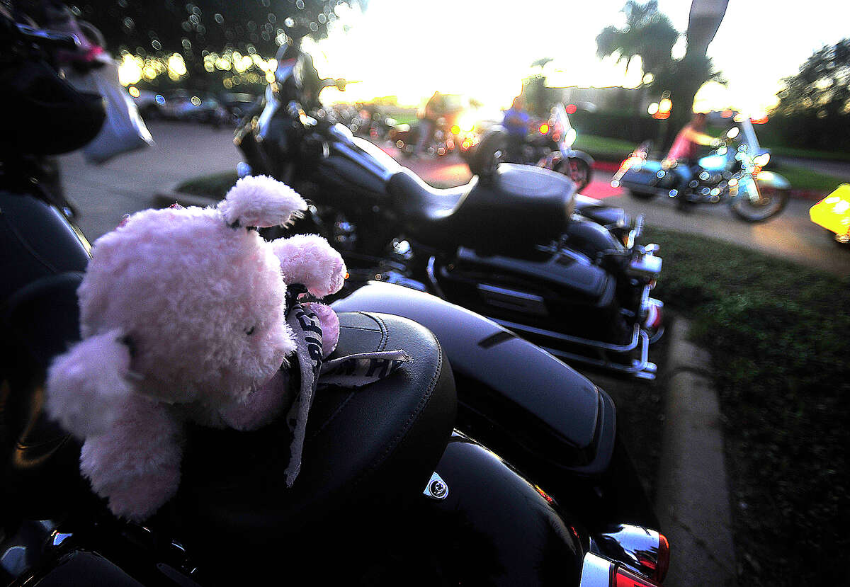 Women motorcyclists gather for a pre-rally meet and greet Thursday night