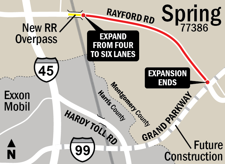 Commissioners Court approves Rayford Road expansion, RR overpass design