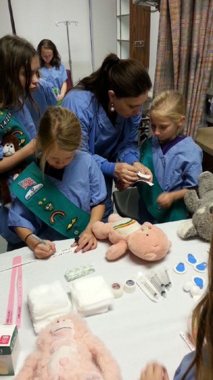 Girl Scouts earn Junior First Aid Badge at TRMC Teddy Bear Clinic