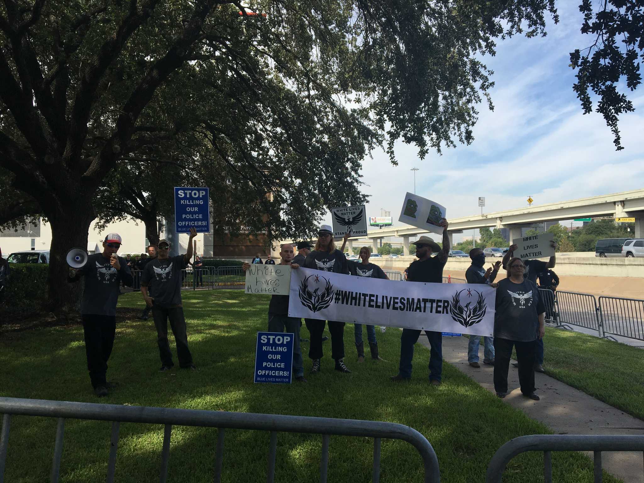 White Lives Matter, Black Lives Matter face off outside Houston's Anti ...