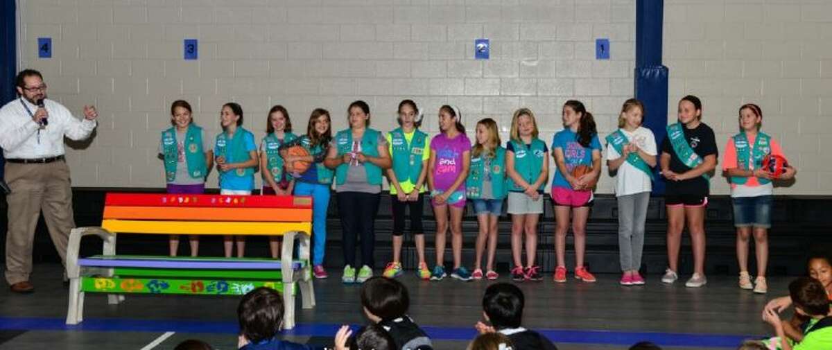 Local Girl Scouts build Buddy Benches for Westwood Bales